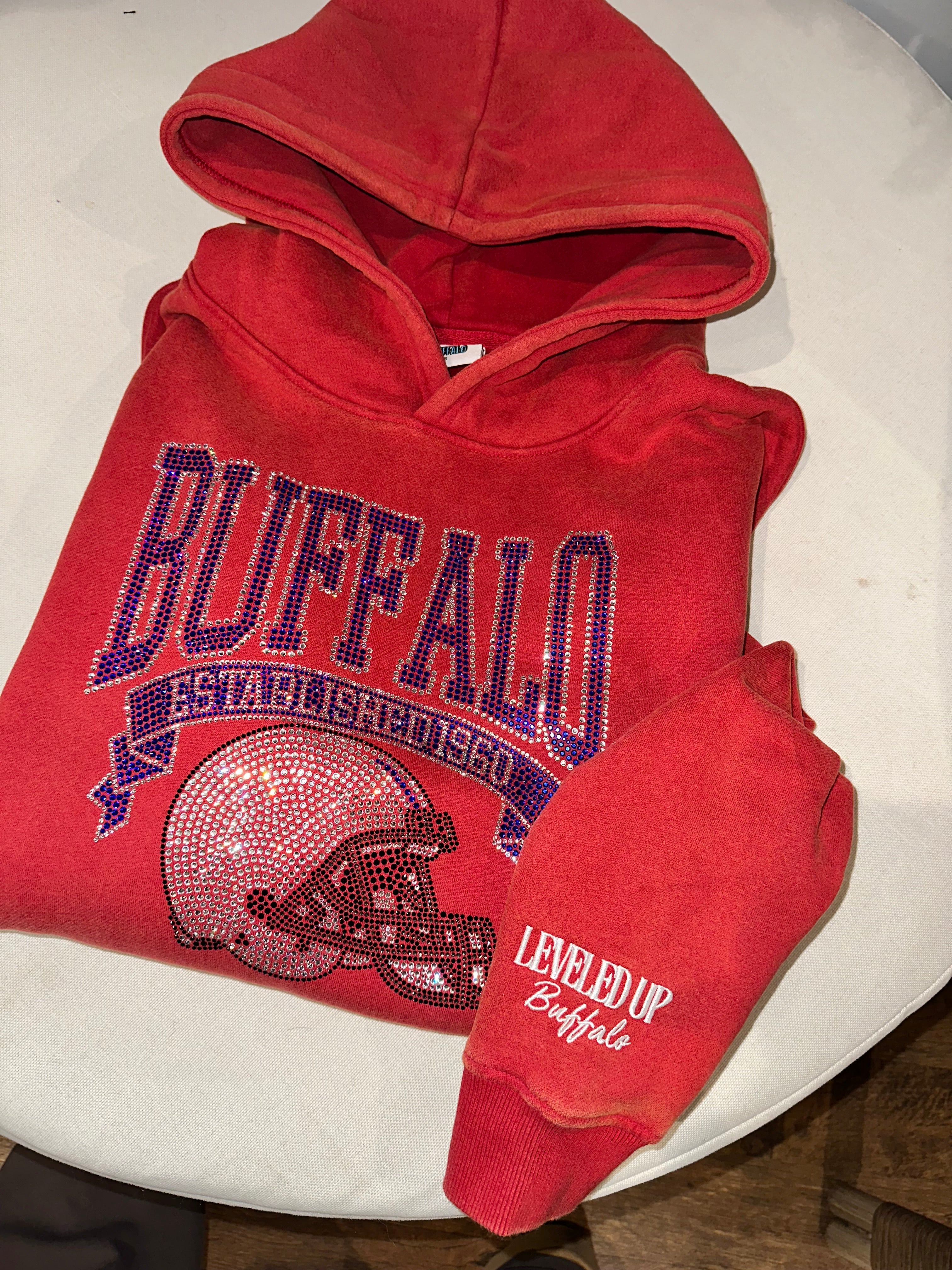 New vintage red acid washed LU bling tops – Leveled Up Buffalo